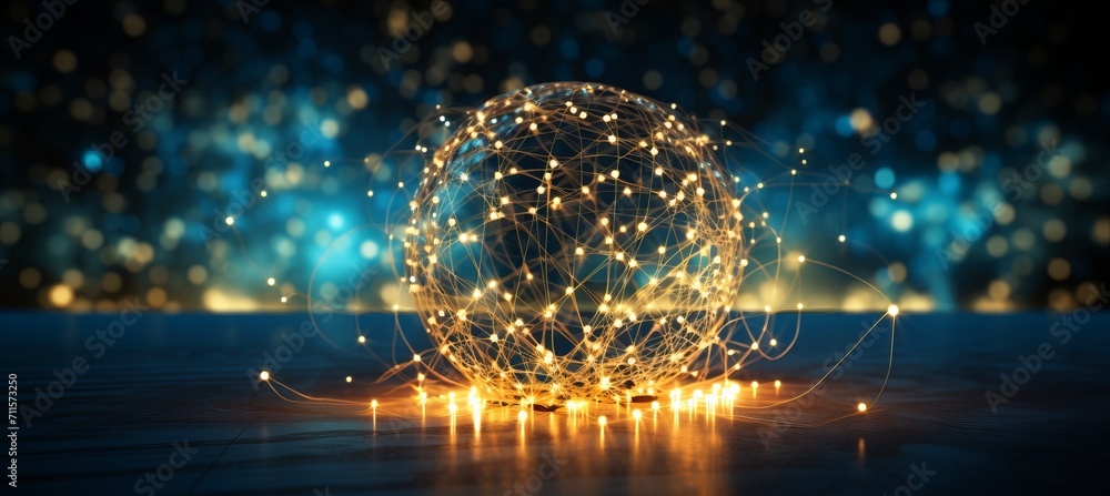 Interconnected communication lines on world globe, symbolizing global ...