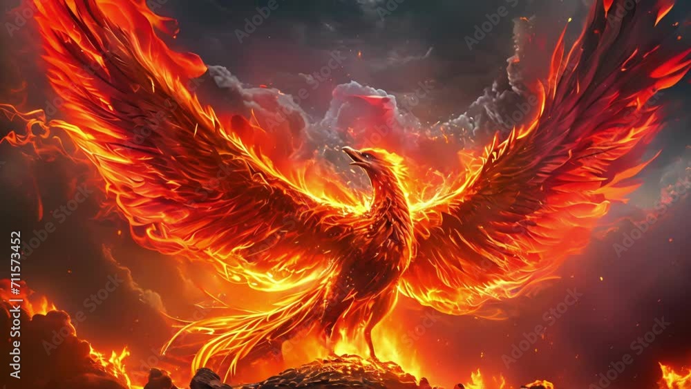 As the flames die down, a magnificent phoenix emerges from the ...