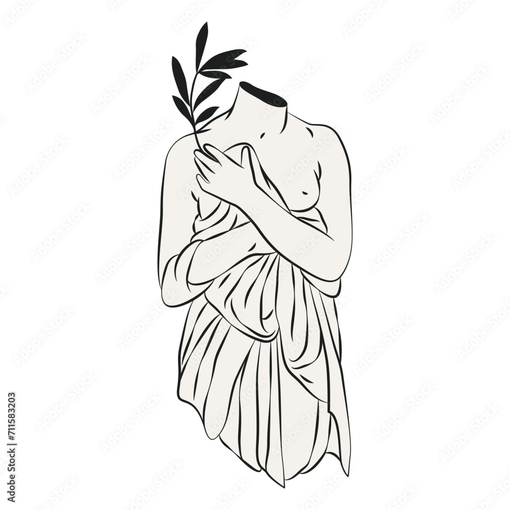 Statue of greek woman torso vector illustration. Image of greece female ...