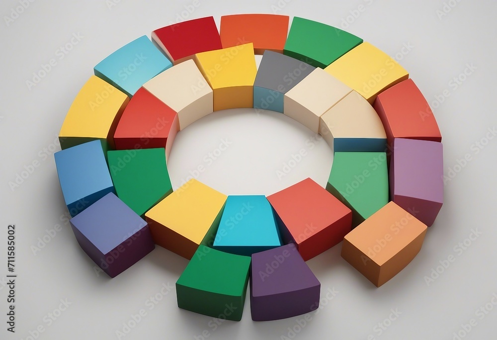 Colors in unity Circle of colored blocks representing unity of diverse ...