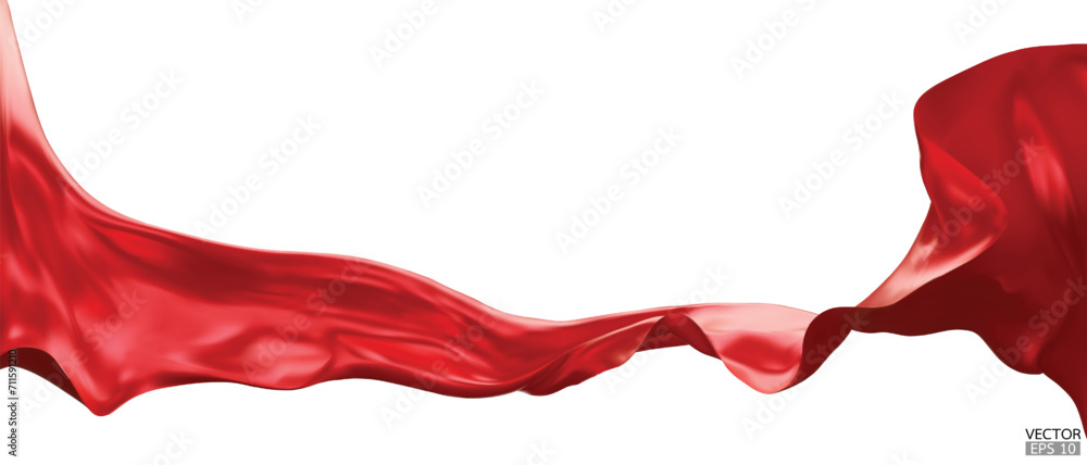 Flying red silk textile fabric flag background. Smooth elegant red ...