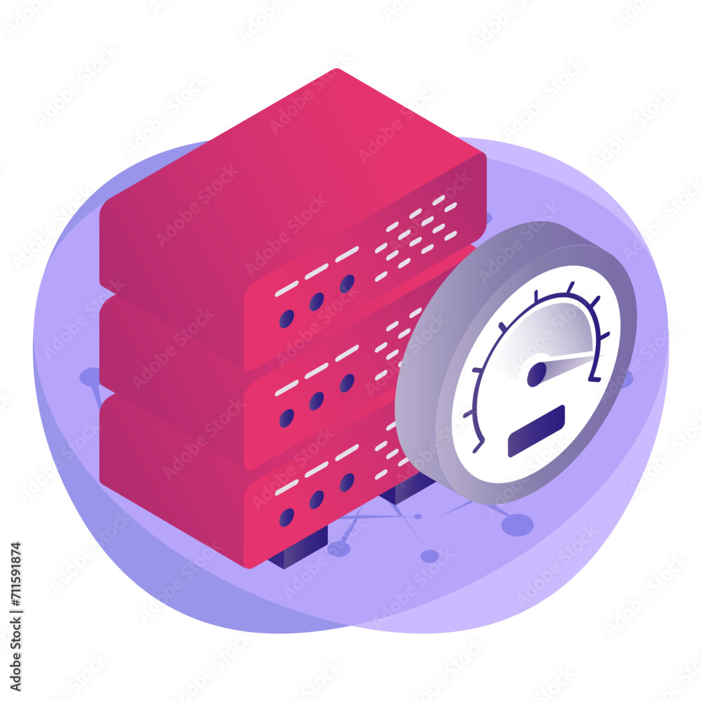 Server Performance measurement isometric Concept, peak response time ...