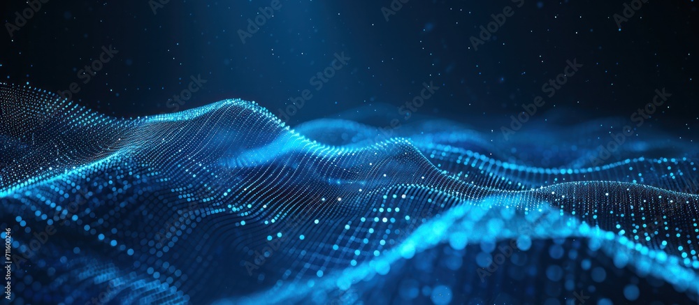 Network security, Wave of dots and weave lines. Abstract Blue ...