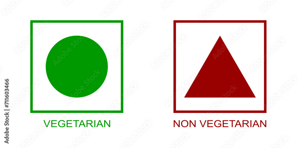Vegetarian and non-vegetarian symbols. Sticker templates for vegan and ...