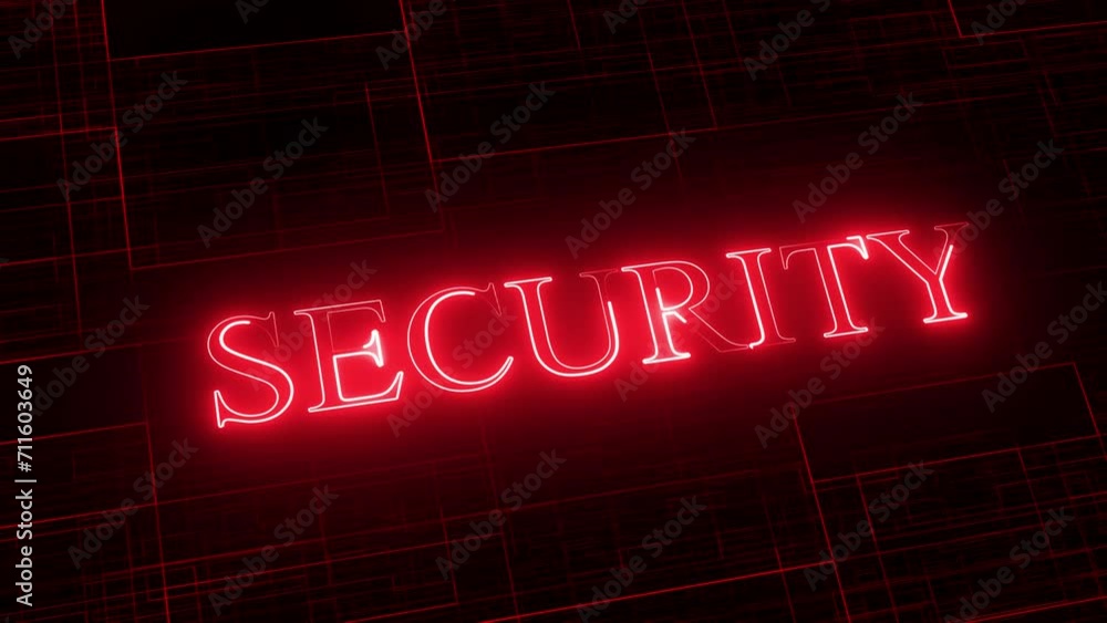 Security system on a modern network. Security text animation on blue ...