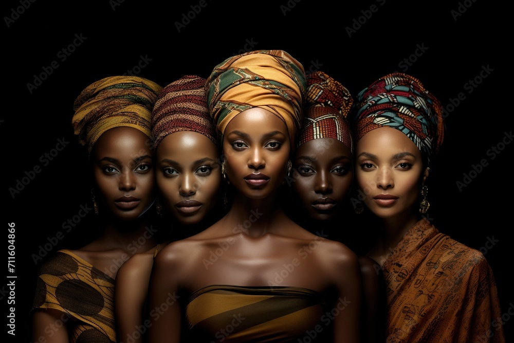 Beauty. Multi-ethnic group of beautiful women with different skin types ...