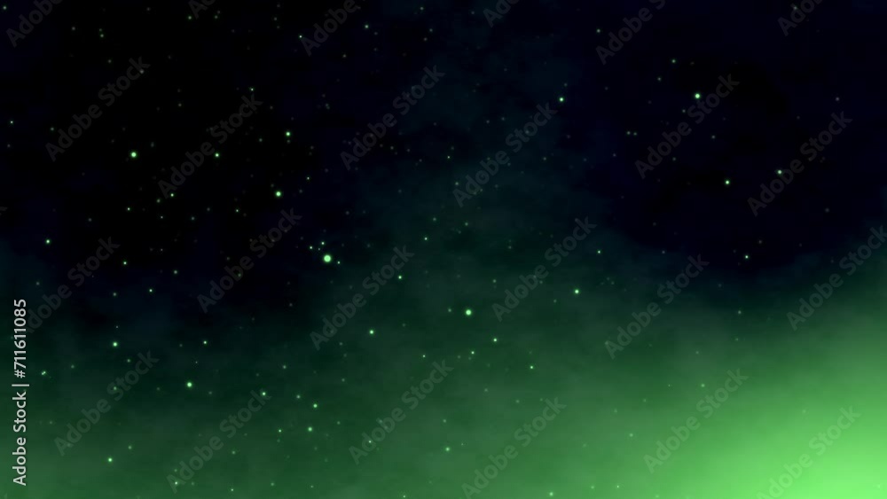 4K fire particles floating in the air animated background. Green ...