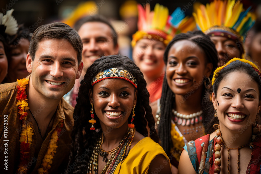 Multinational celebration: A festive scene where people in traditional ...