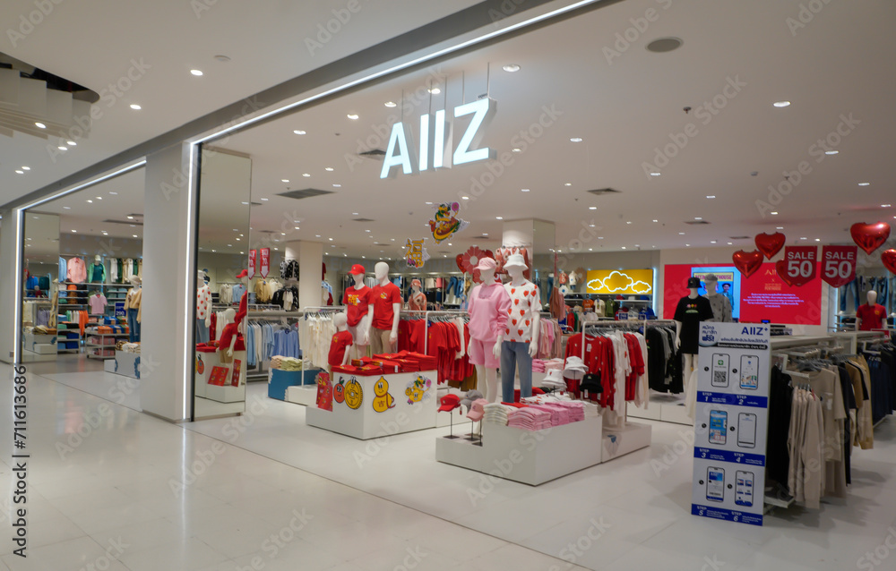 Bangkok, Thailand 18 January 2024 AIIZ logo and stores available throughout Thailand with a ...