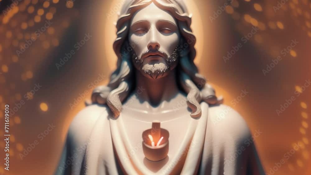 Statue Jesus Christ background animation. Seamless loop. AI generated ...