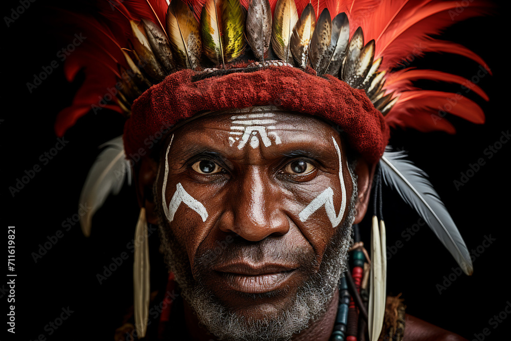 Generative AI close up photo of confident man native african tribe ...