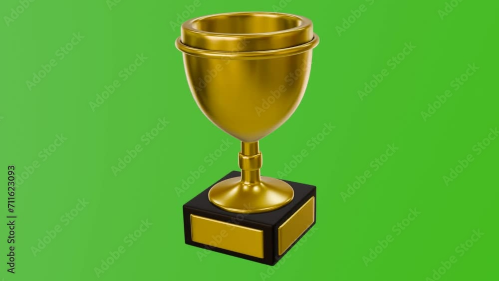 3D Golden trophy with green screen background. Perfect looping. 3D ...