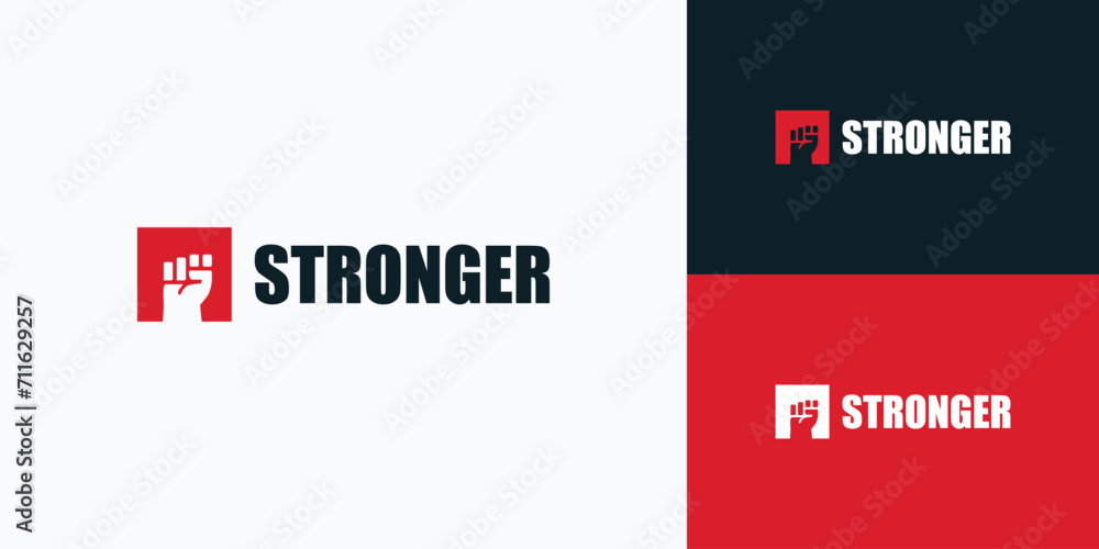 Vector logo design illustration of an upward clenched fist to show ...