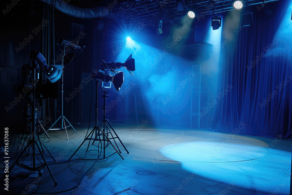 Powerful Spotlights Illuminate Lighting Ramp For Theater And Film ...