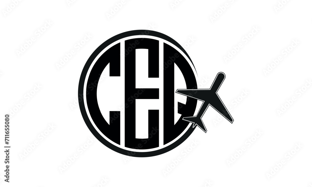 CEQ three initial letter circle tour & travel agency logo design vector ...