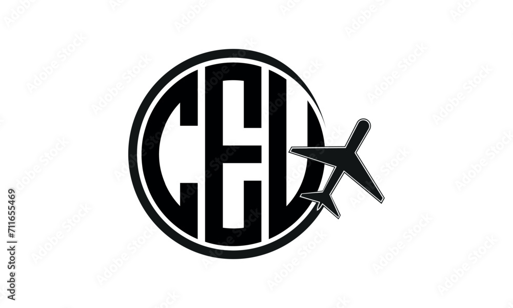 CEU three initial letter circle tour & travel agency logo design vector ...