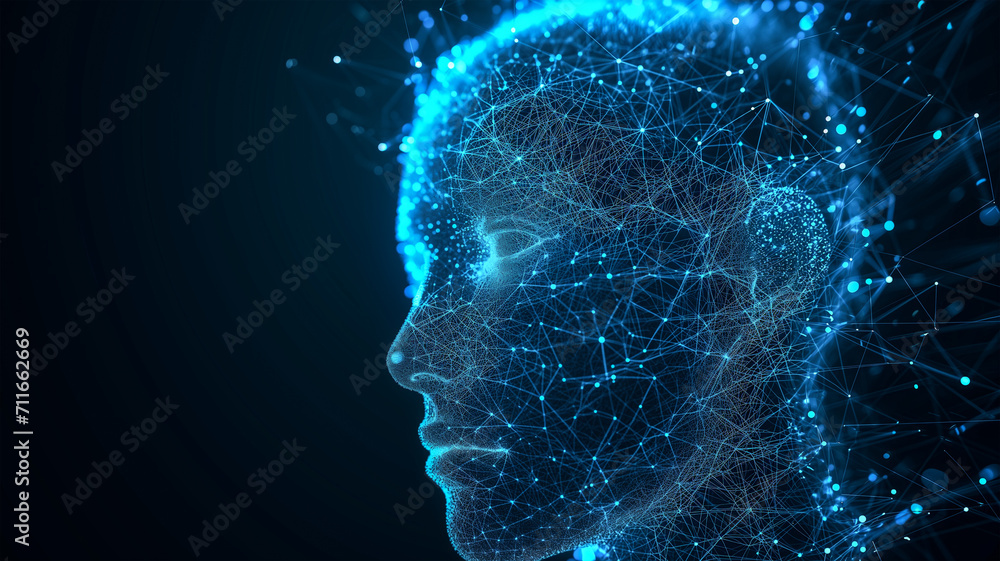 Human head created in low poly style. Face of smart person ...