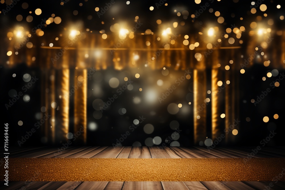 Entertainment themed background with blurred bokeh, iconic symbols, and ...