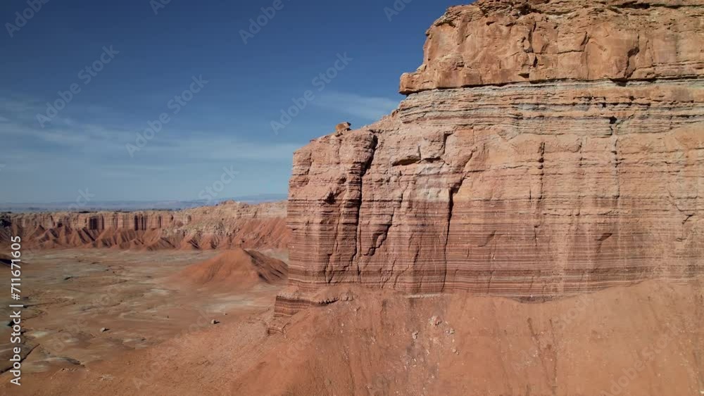 Panoramic aerial view to the red rocks butte of brick canyon formation ...