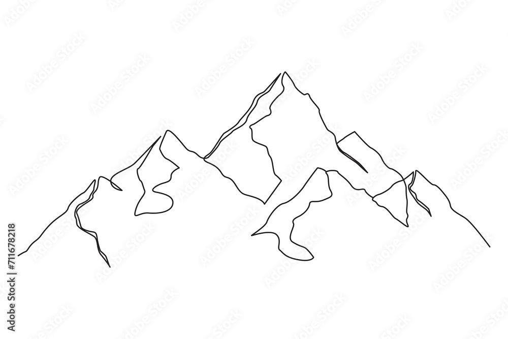 mountain range continuous One line drawing. Simple line drawing of ...