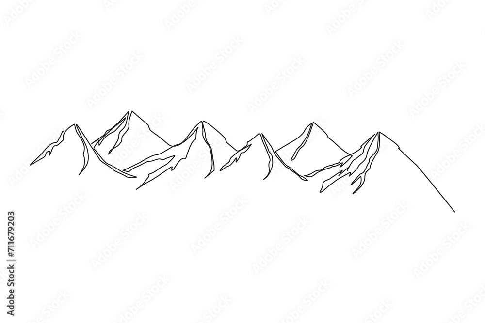 mountain range continuous One line drawing. Simple line drawing of ...