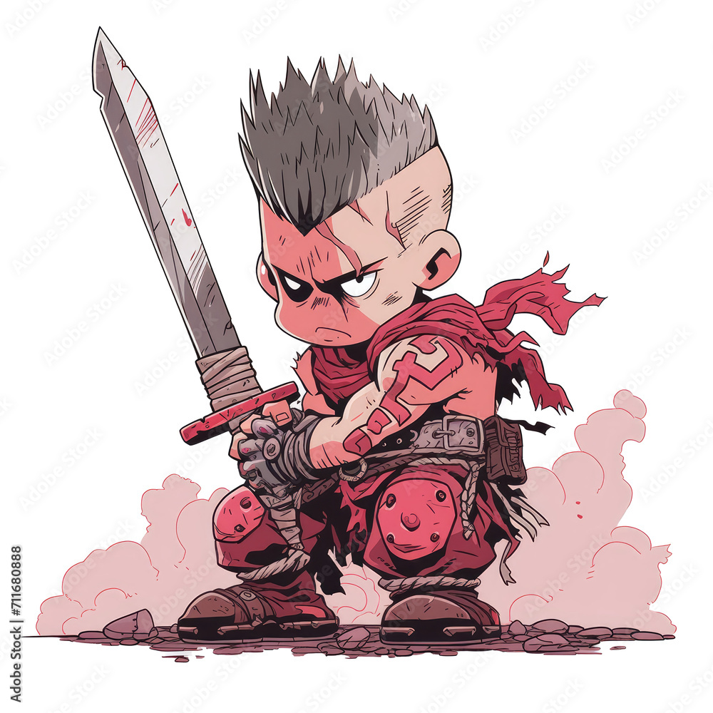 Ilustrace „Cartoon illustration of a man with a sword and a pig. This ...