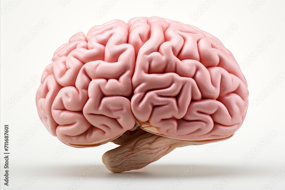 Realistic human brain illustration isolated on white background with ...