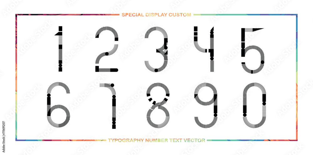 assorted digital custom vector numbers. minimum. Color gradation. Dark ...