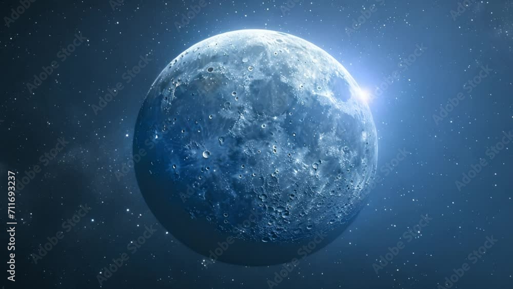 Universe with sparkling galaxy moving. Beautiful rotating Moon. Footage ...