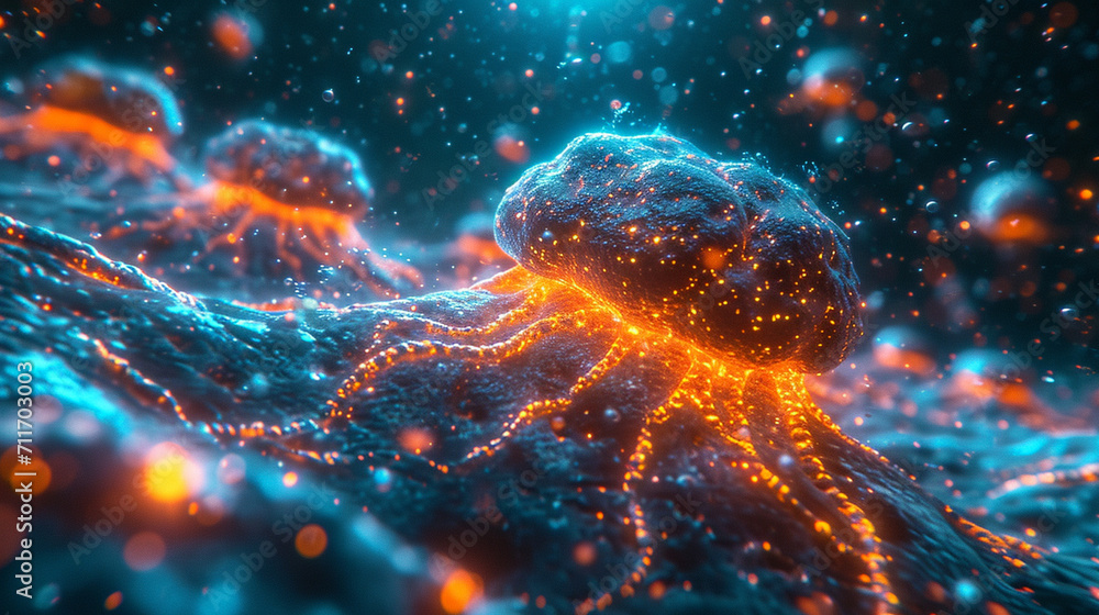 A visually stunning close-up of synapses between nerve cells, with ... A visually stunning close-up of synapses between nerve cells, with ...
