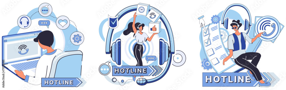 Hotline vector illustration. Dive into digital age confidently, knowing ...