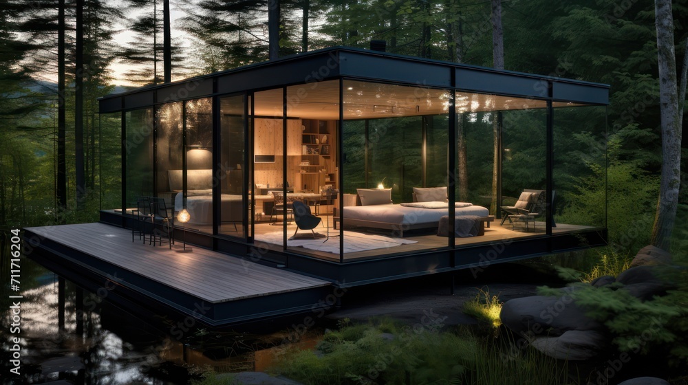 Outdoor forest rental cabin house, luxury glass cabin accommodation in ...