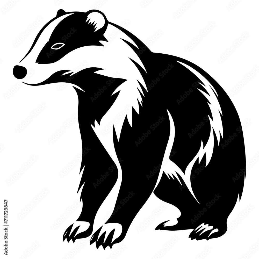 badger standing black silhouette logo svg vector, badger icon ...