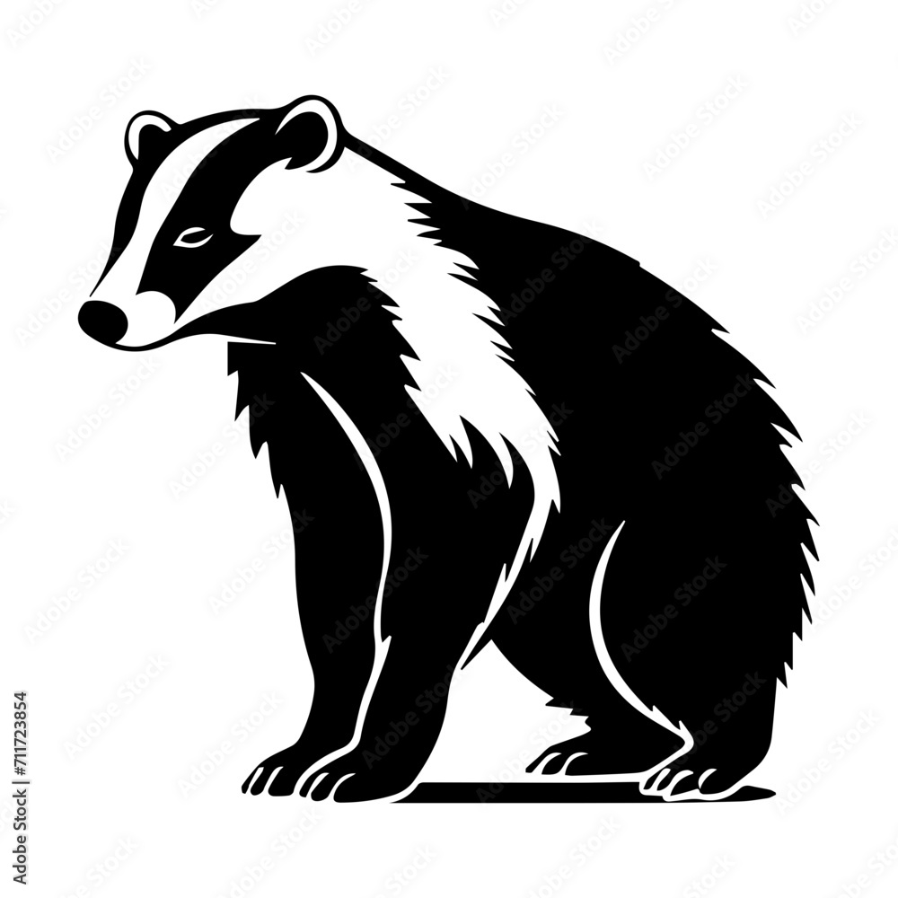 badger standing black silhouette logo svg vector, badger icon ...