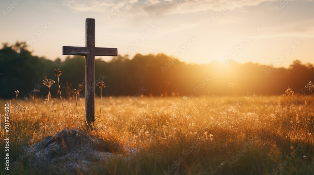 Silhouette jesus christ crucifix on cross on calvary sunset background ...