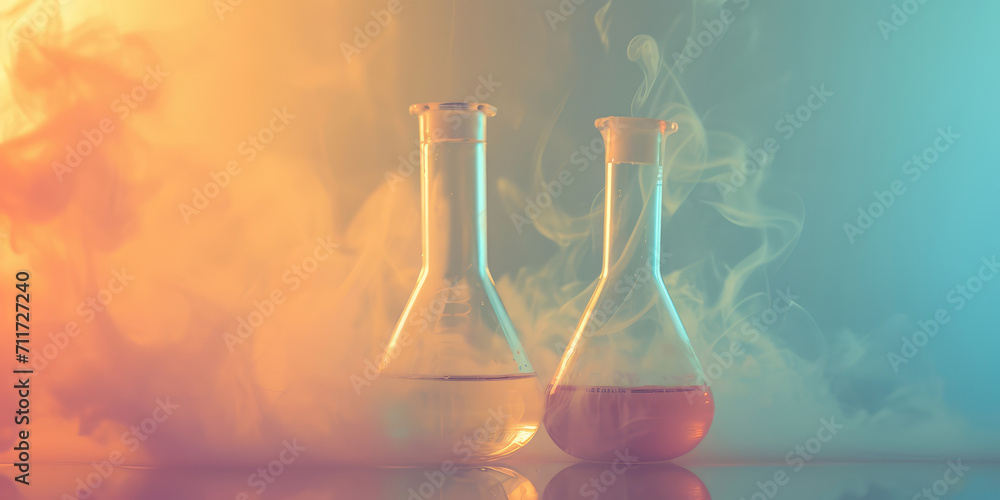 Glass test tube with a smoking liquid. Vaporizing liquids in a ...