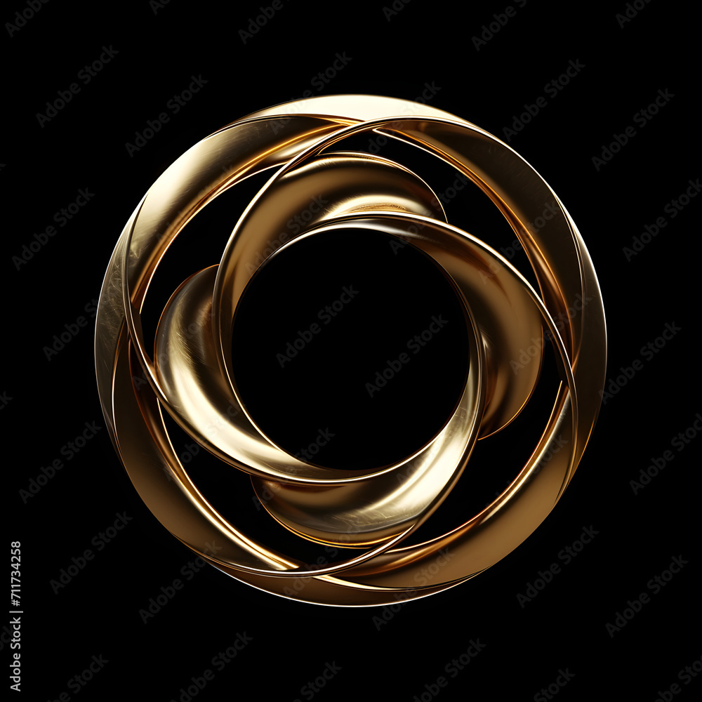 3D gold logo circle design on black background, suitable for corporate ...