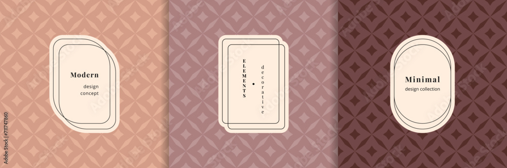 Vector seamless pattern set with modern minimal labels, borders, frames ...