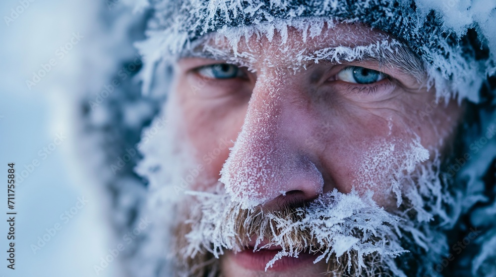 AI generated illustration of man's face with a beard covered with ...