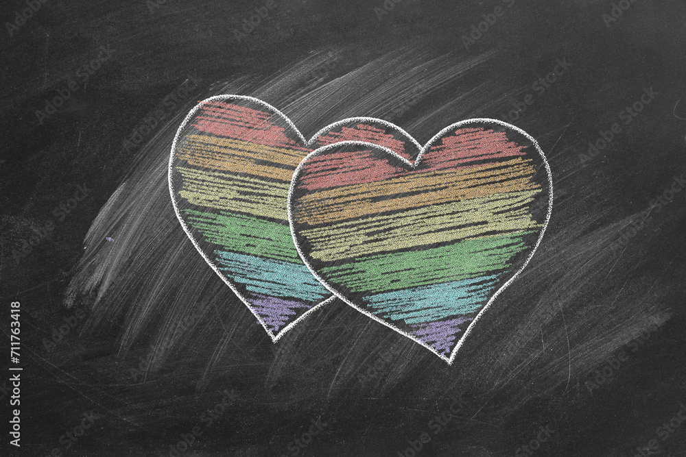Two rainbow hearts. LGBT, LGBTQIA rights and gender equality concept ...