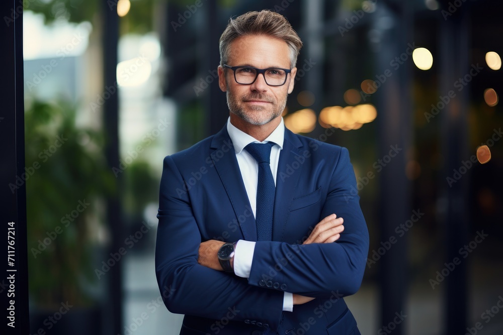 A professional man with a commanding presence wearing a suit and tie ...