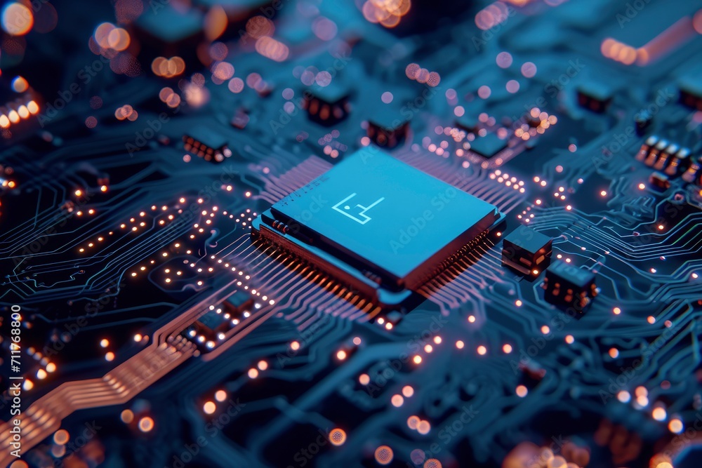 a motherboard CPU processor microchip initiates the digitalization of ...