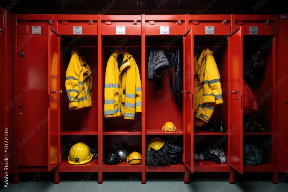 Firefighter Locker With Gear, Uniform, Helmet, Boots, and Tools for ...