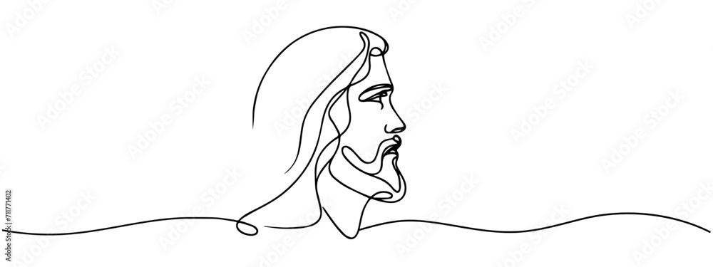 continuous line Jesus christ. one line drawing Lord jesus is full of ...