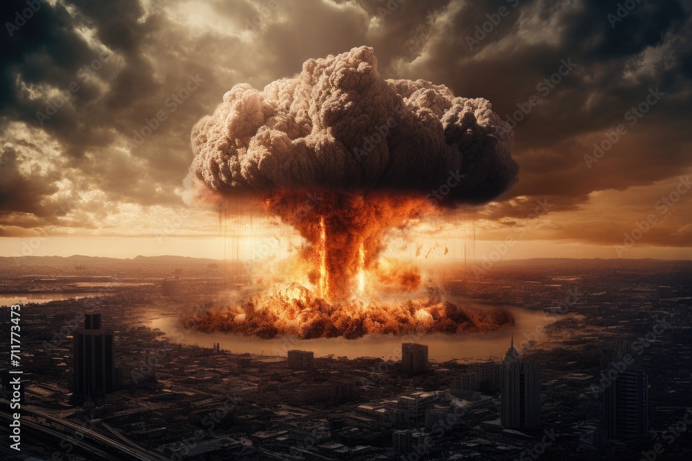 A colossal explosion rocks a bustling city, causing widespread ...