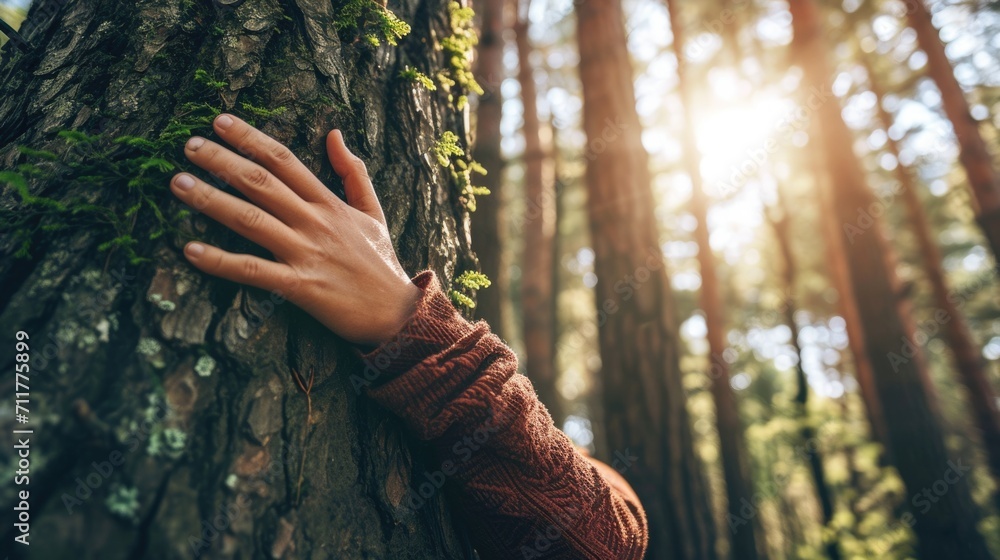 person hugging a tree generative ai Stock Illustration | Adobe Stock