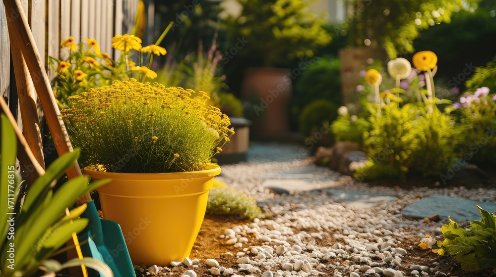 harmony of color, combining the bright yellow of the instruments with ...