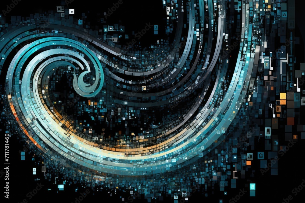 An intricate and visually captivating composition of squares arranged ...