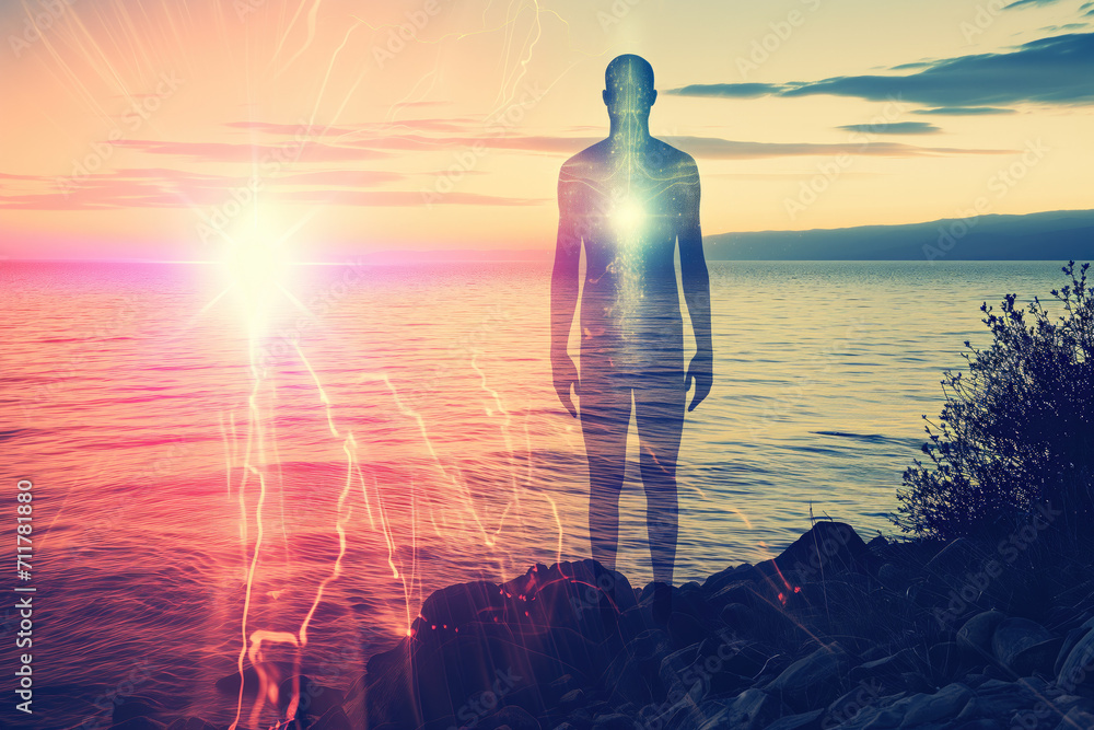 Silhouette of human astral body concept image for near death experience ...