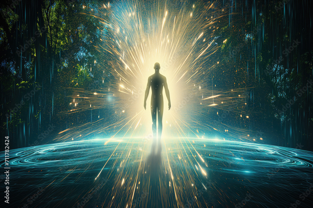 Silhouette of human astral human body concept image for near death ...